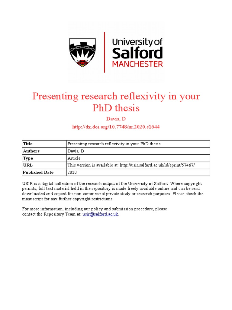 Research Reflexivity Final Submission 27042020 | PDF | Reflexivity ...