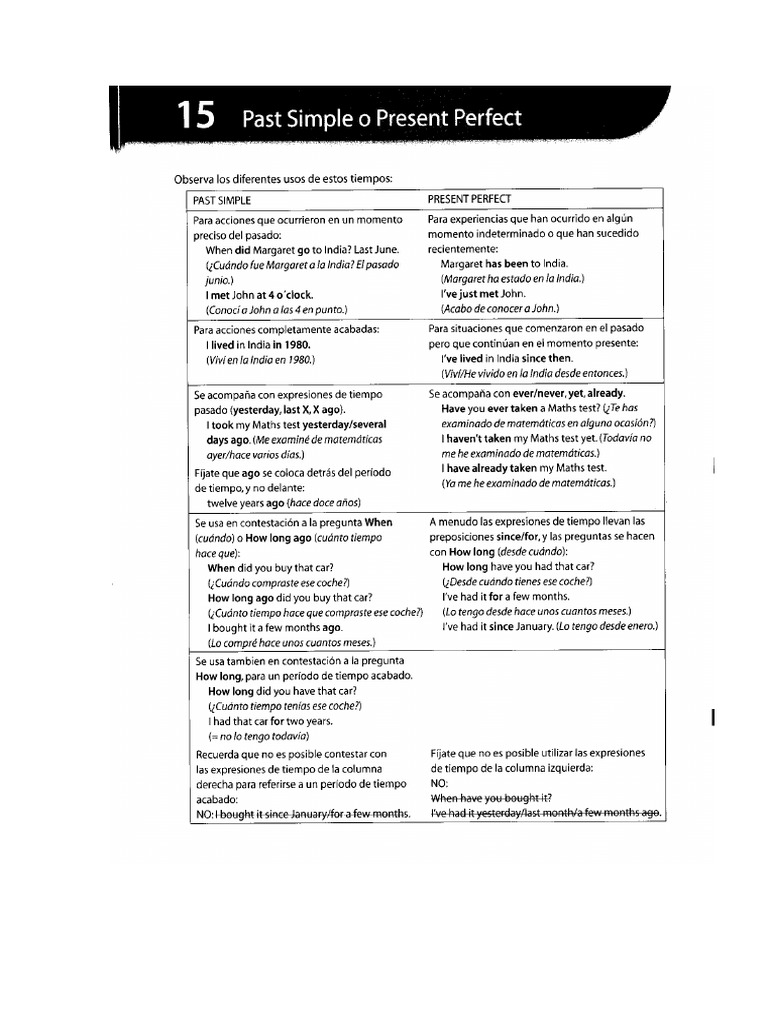Past Simple-Present Perfect 3rd ESO (Unit 2) | PDF