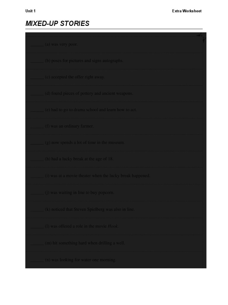 Mixed-Up Stories: Unit 1 Extra Worksheet | PDF