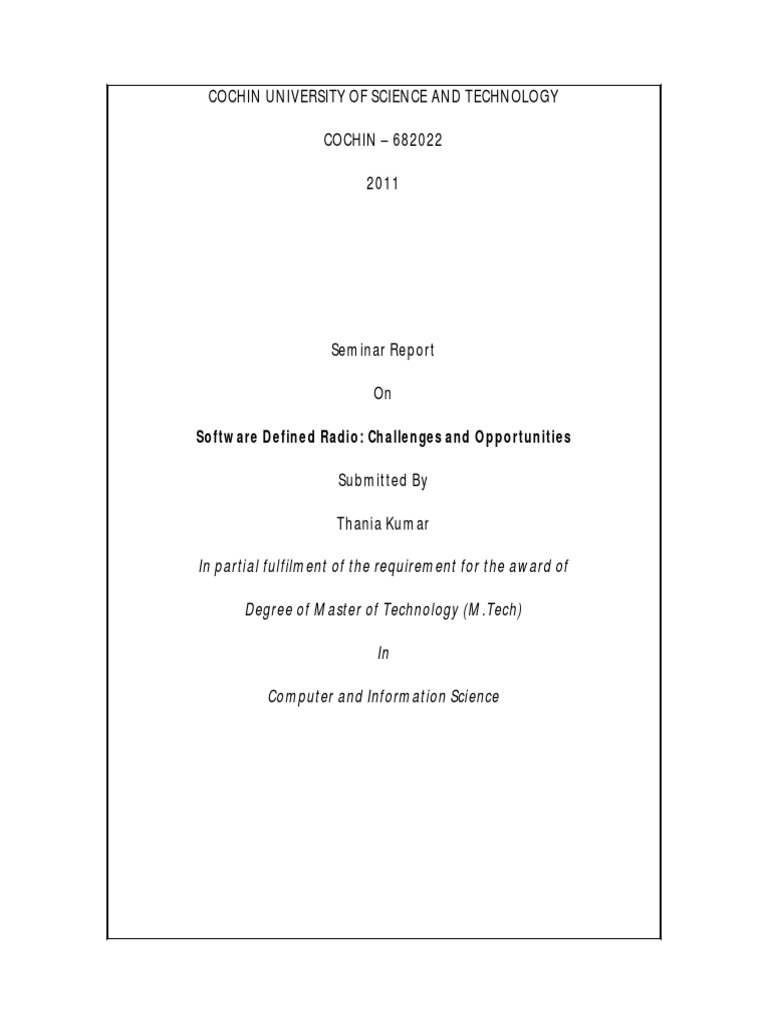 Cochin University of Science and Technology COCHIN - 682022 2011 | PDF ...