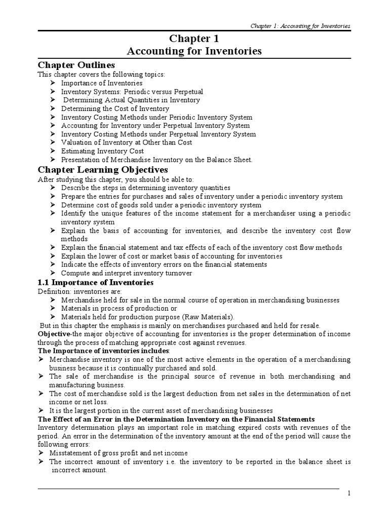Accounting For Inventories: Chapter Outlines | PDF | Inventory | Income ...