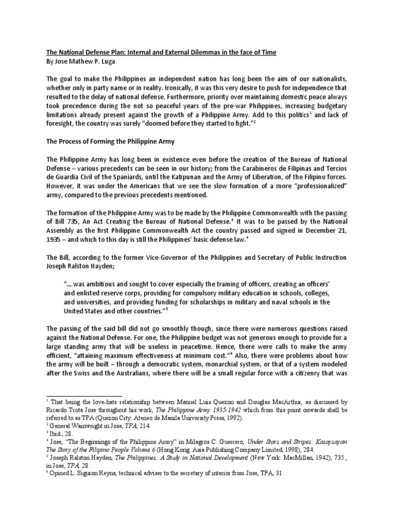 The National Defense Plan | PDF | Military | International Security