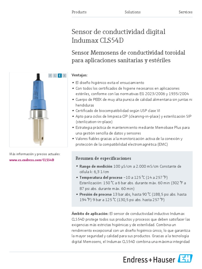Endress-Hauser Indumax CLS54D ES | PDF