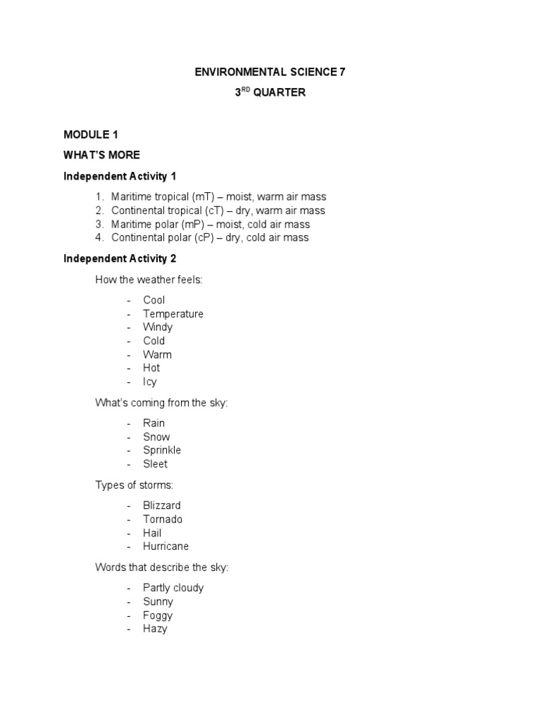 Environmental Science 7 3 Quarter | PDF | Greenhouse Gas | Greenhouse ...