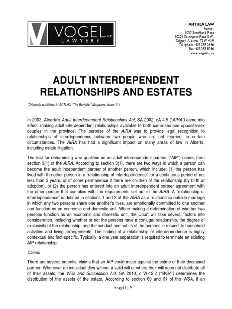 Adult Interdependent Relationships and Estates | PDF | Family | Social ...