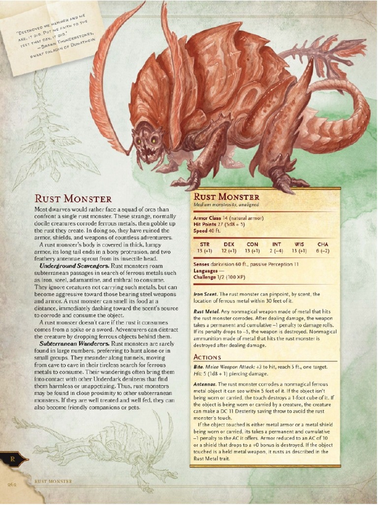 5E Monster Manual - Excerpt - Rust Monster | PDF | Rust | Physical Sciences