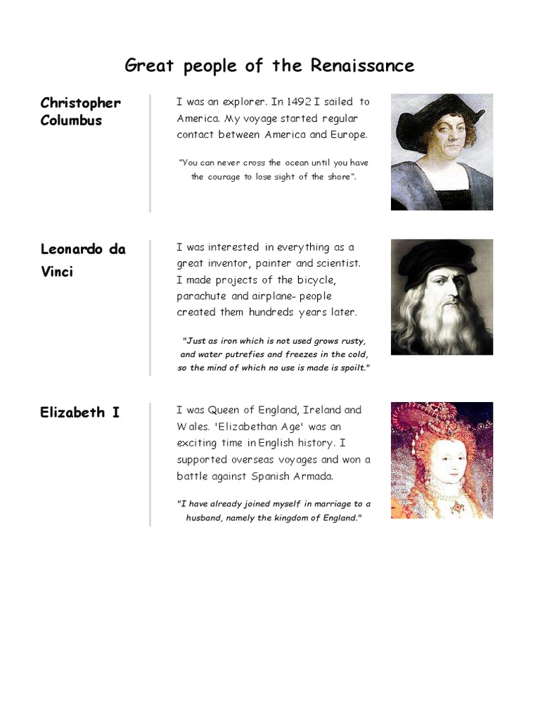 Great People of The Renaissance: Christopher Columbus | PDF | Renaissance