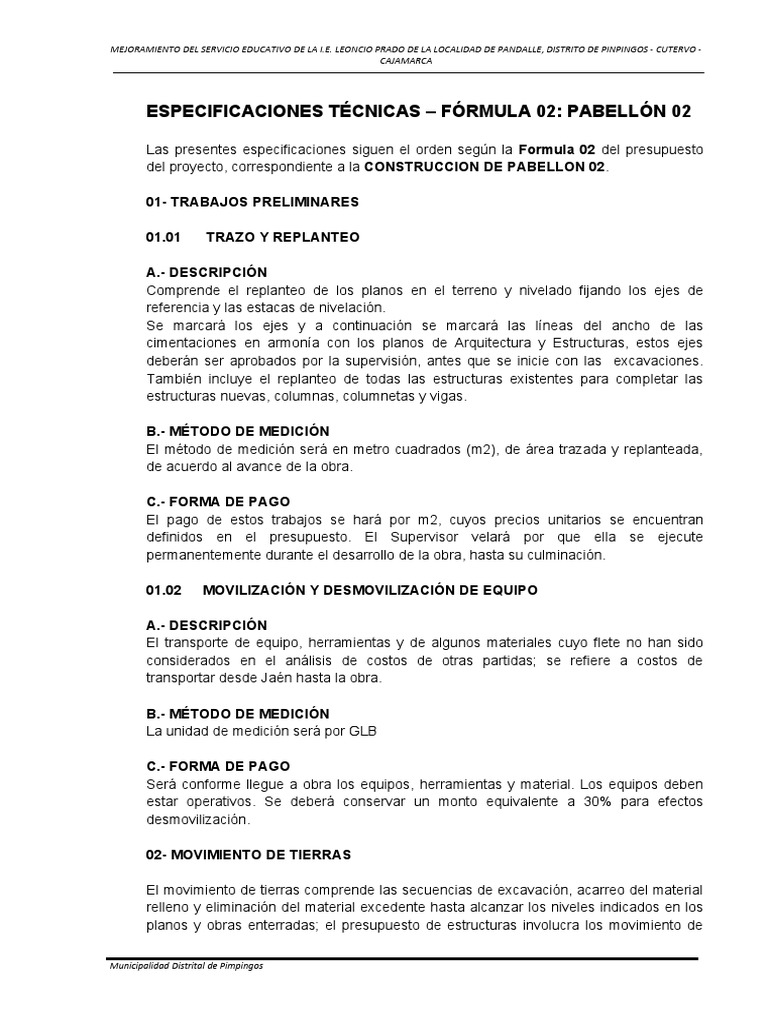 02 Espec - Tecnicas PABELLON 02 | PDF | Hormigón | Cemento