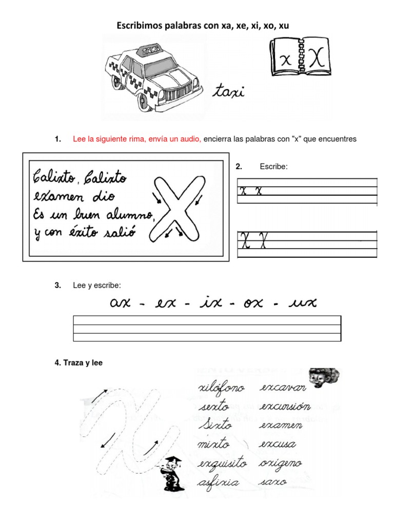 Escribimos Co La Xa, Xe, Xi, Xo, Xu | PDF