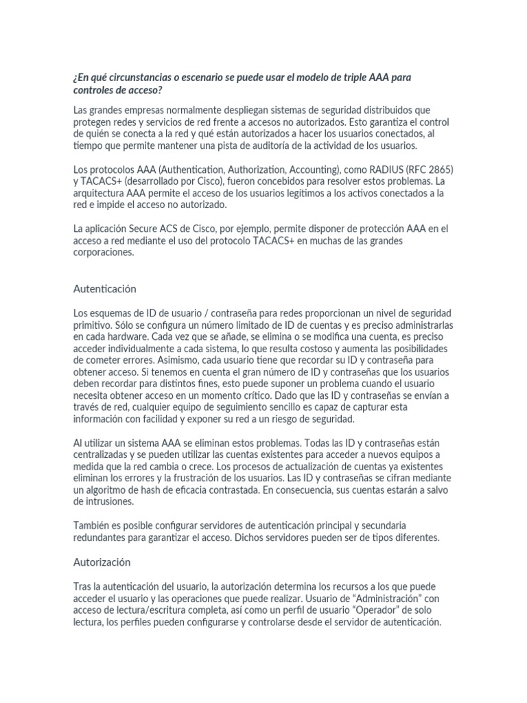 En Qué Circunstancias o Escenario Se Puede Usar El Modelo de Triple AAA ...
