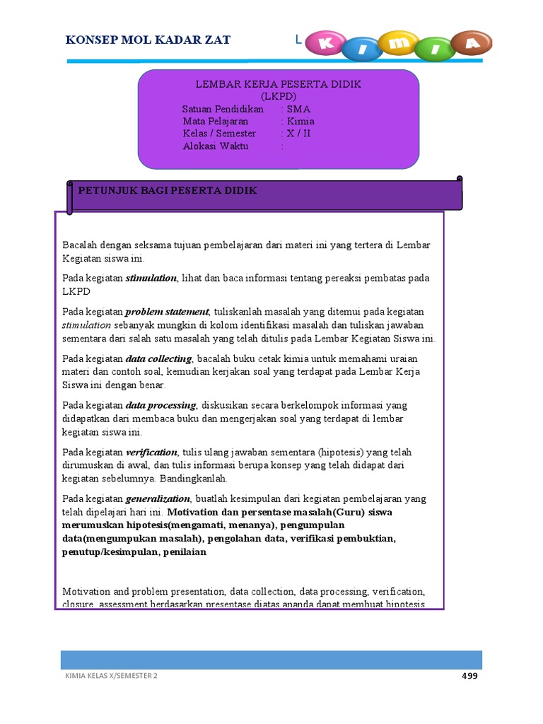 LKPD Konsep Mol Fiks | PDF