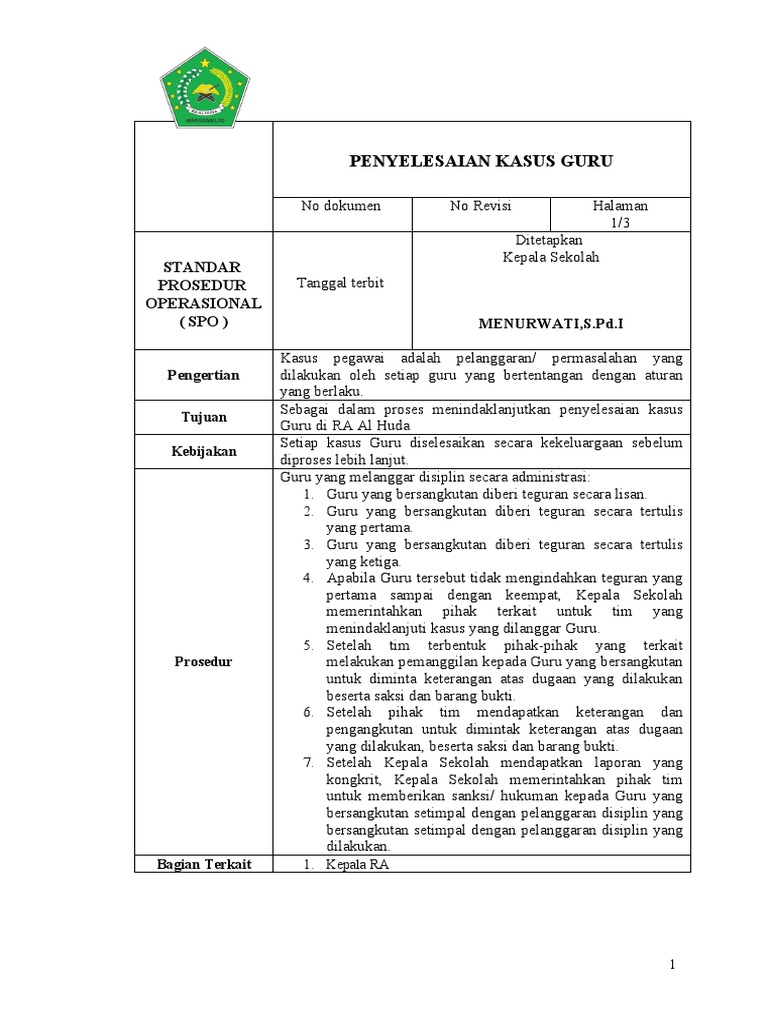 SOP Personalia RA | PDF