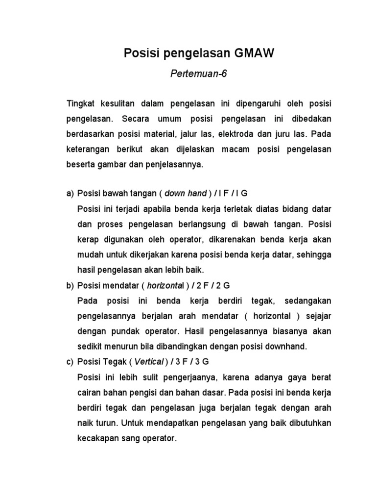 Posisi Pengelasan GMAW | PDF