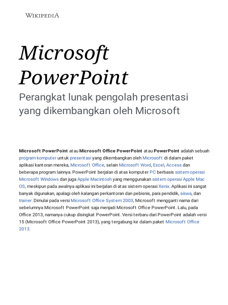 Microsoft PowerPoint - Wikipedia Bahasa Indonesia, Ensiklopedia Bebas | PDF