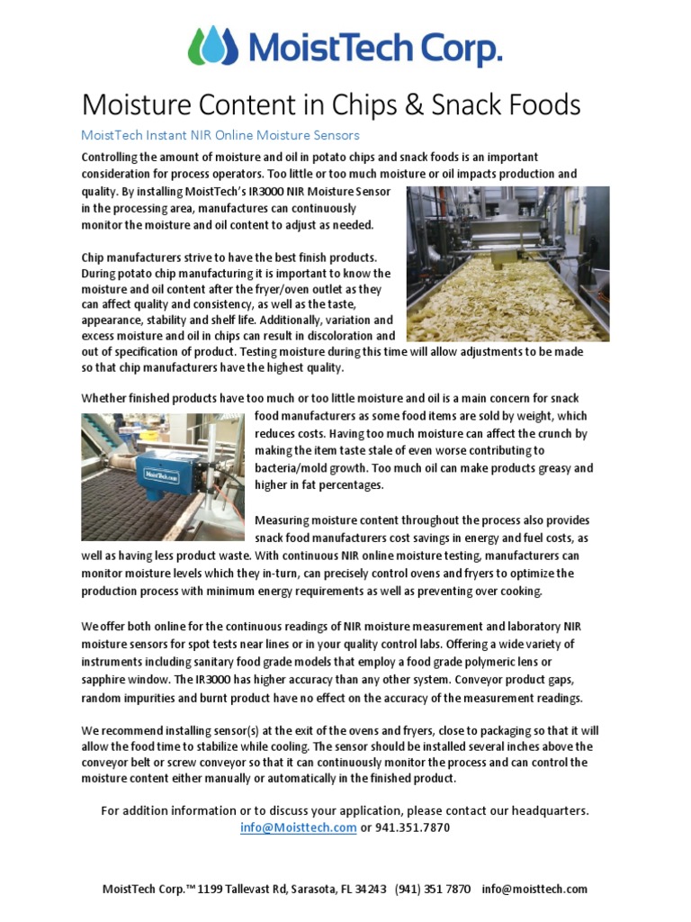 Moisture Content in Chips - Snack Foods | PDF | Foods | Potato Chip