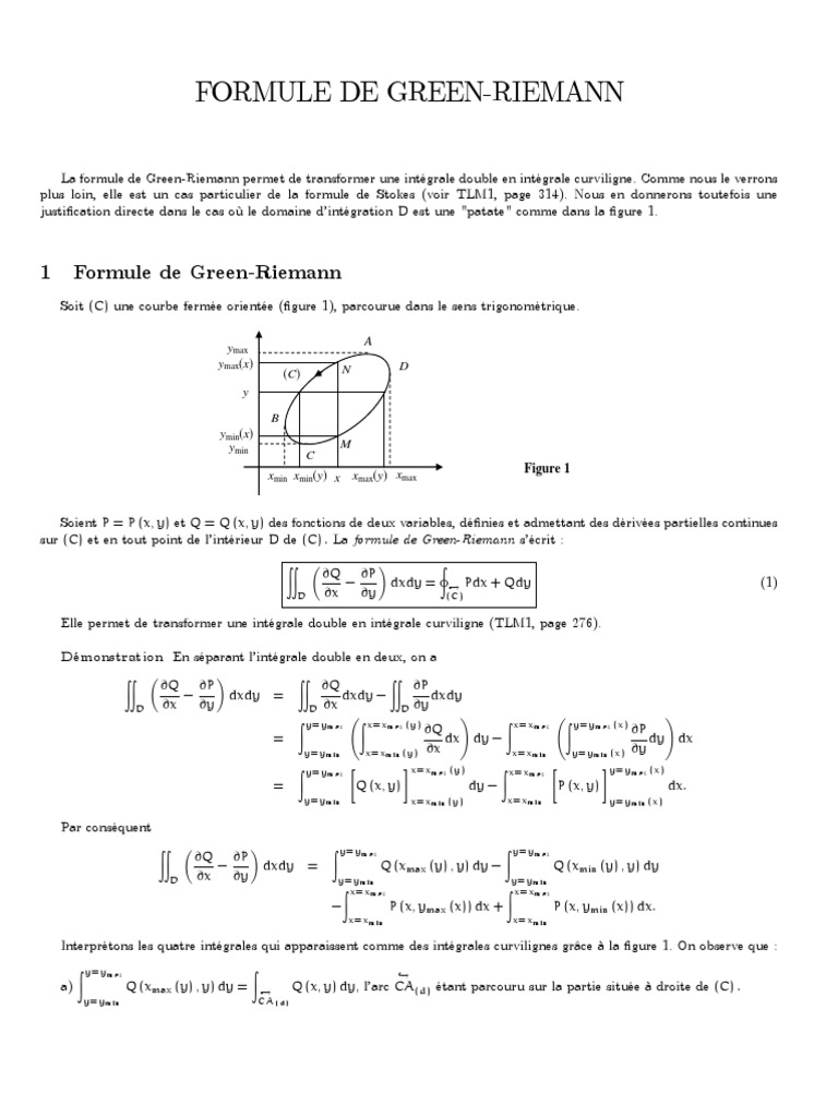 Formule Green-Riemann: Intégrale Double à Curviligne | PDF | Intégral ...