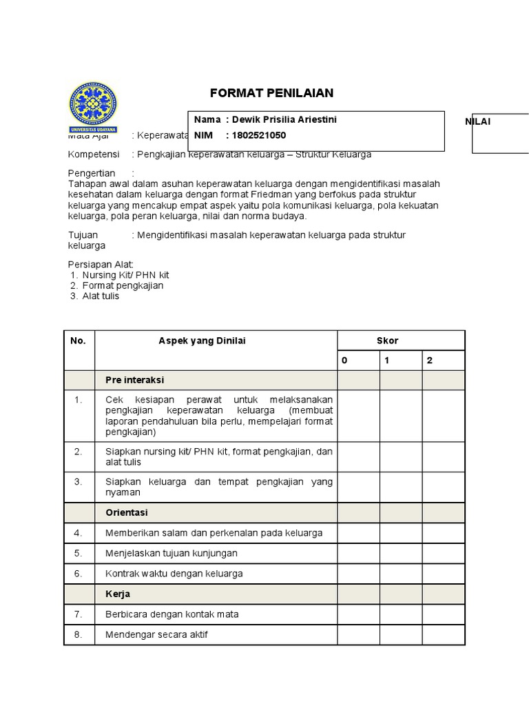 Dewik Prisilia Ariestini - Format Penilaian Struktur Keluarga | PDF