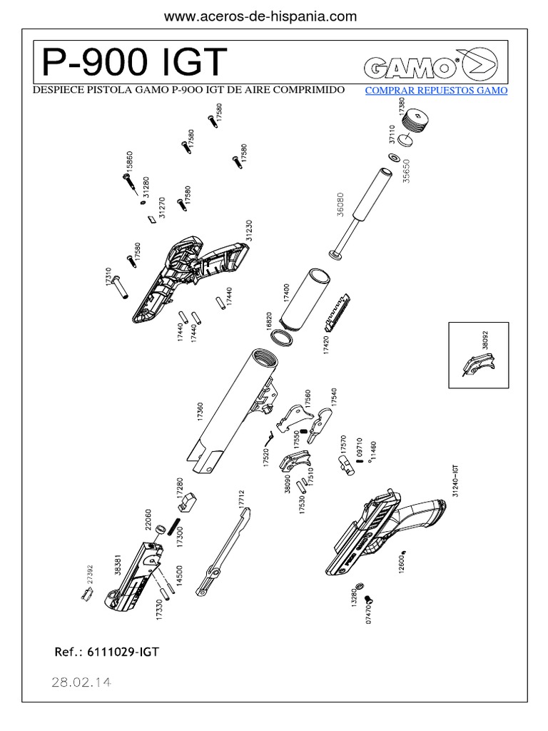 Despiece y Repuestos Pistola Gamo P-900 IGT | PDF