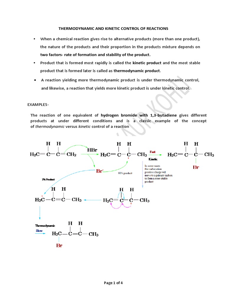 Thermodynamic and Kinetic Control of Reactions | PDF | Chemical ...
