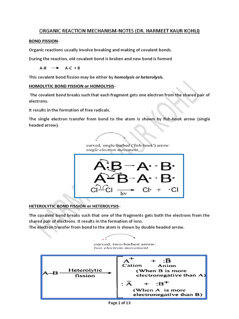 Organic Reaction Mechanism Notes | PDF | Ester | Acid Dissociation Constant