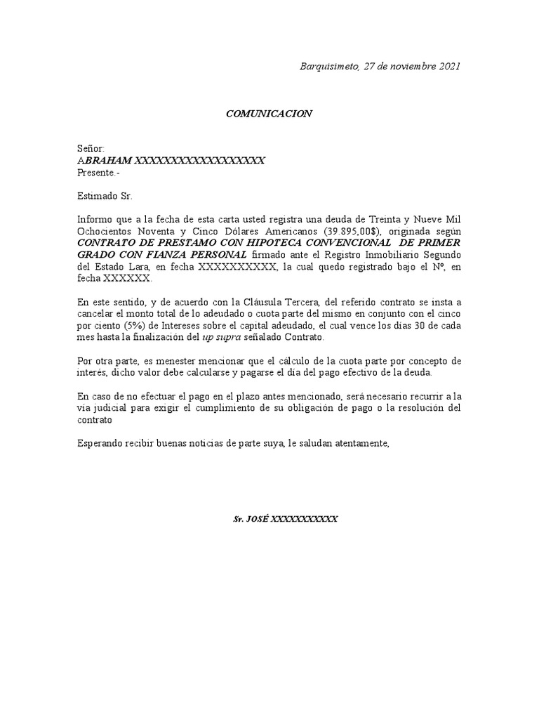 Carta de Cobranza | PDF