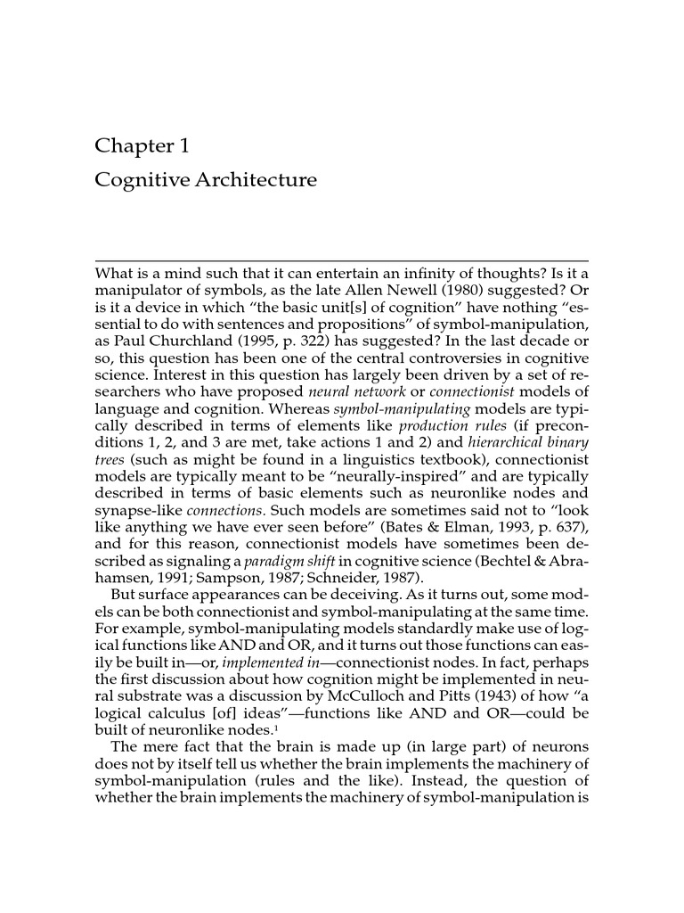 Cognitive Psychology - (Philosophy of Mind) Gary F Marcus - The Algebraic Mind - Ch1 - Cognitive ...
