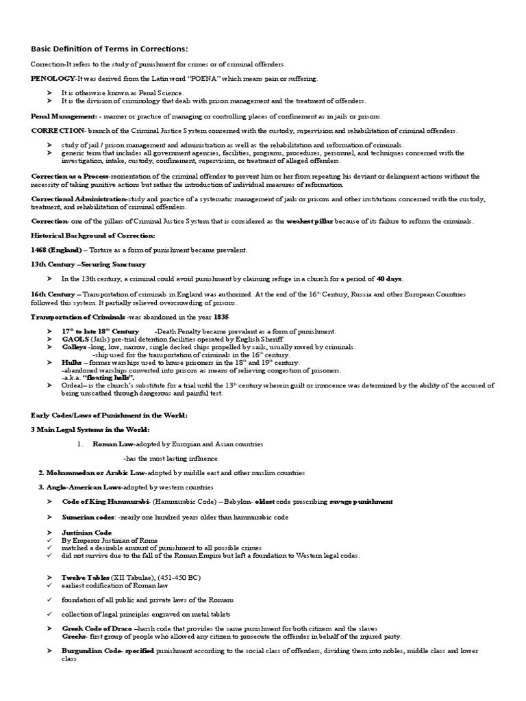 Basic Definition of Terms in Corrections | PDF | Prison | Crime & Violence