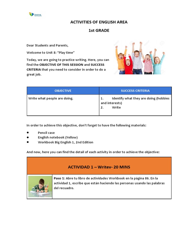 1st Grade - Week 1 - Day 2 - INSTRUCTIONAL FOR STUDENTS | PDF