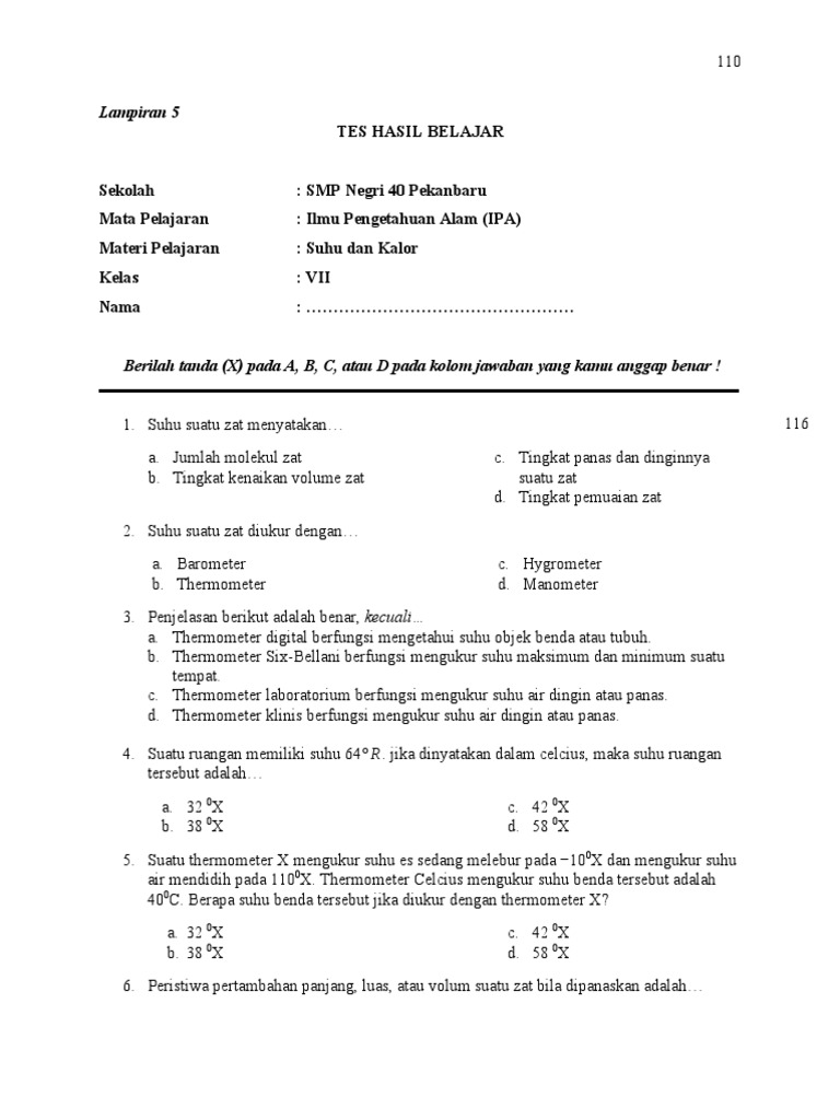 Lampiran 5 SOAL | PDF | Sains & Matematika