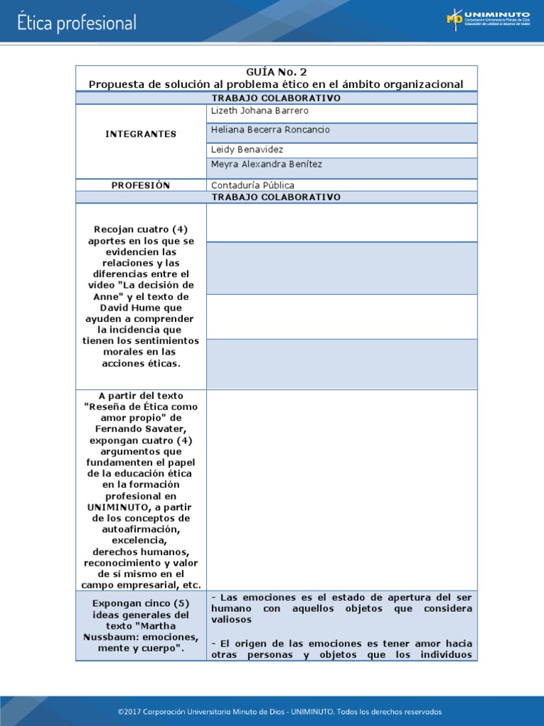Uni6 Act7 Gui 2 Pro Sol Pro Eti Amb Org | PDF | Las emociones | Amor