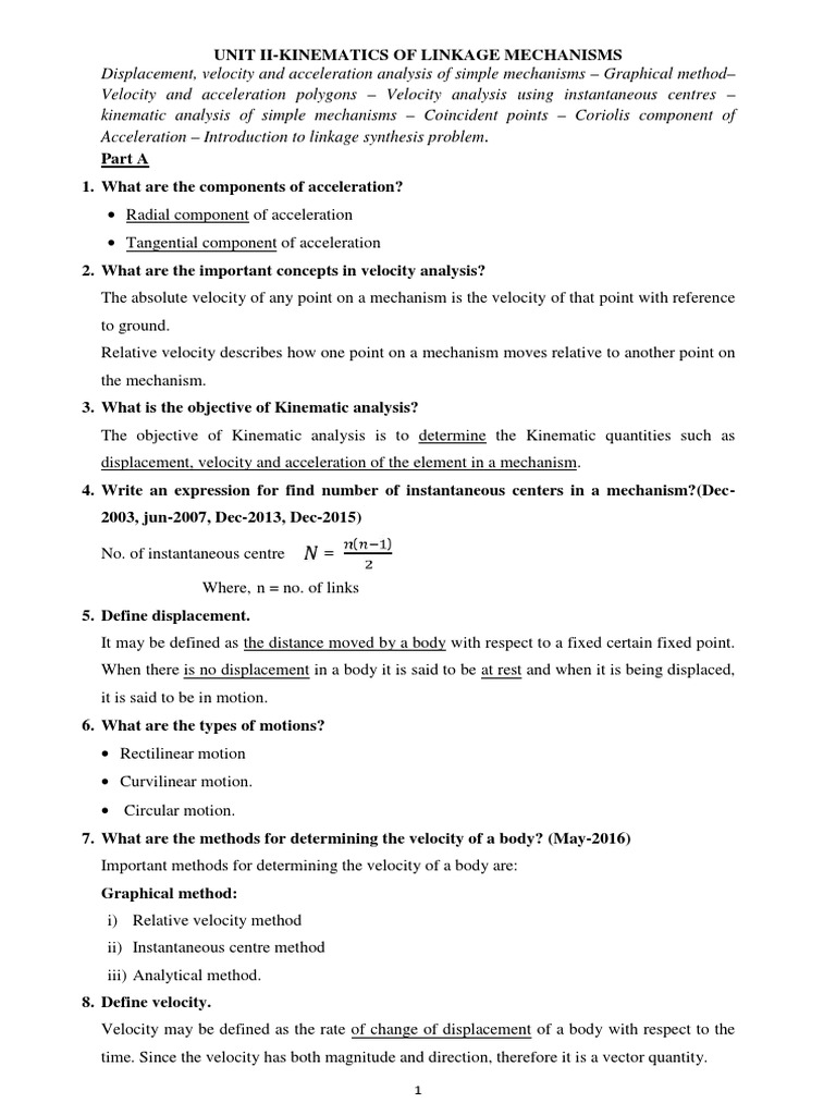 Unit Ii | PDF | Acceleration | Kinematics