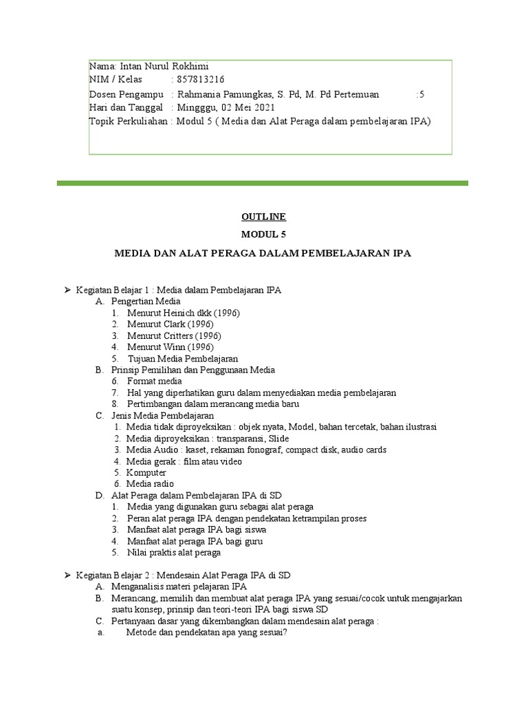 OUTLINE Modul 5 - 857813216 | PDF