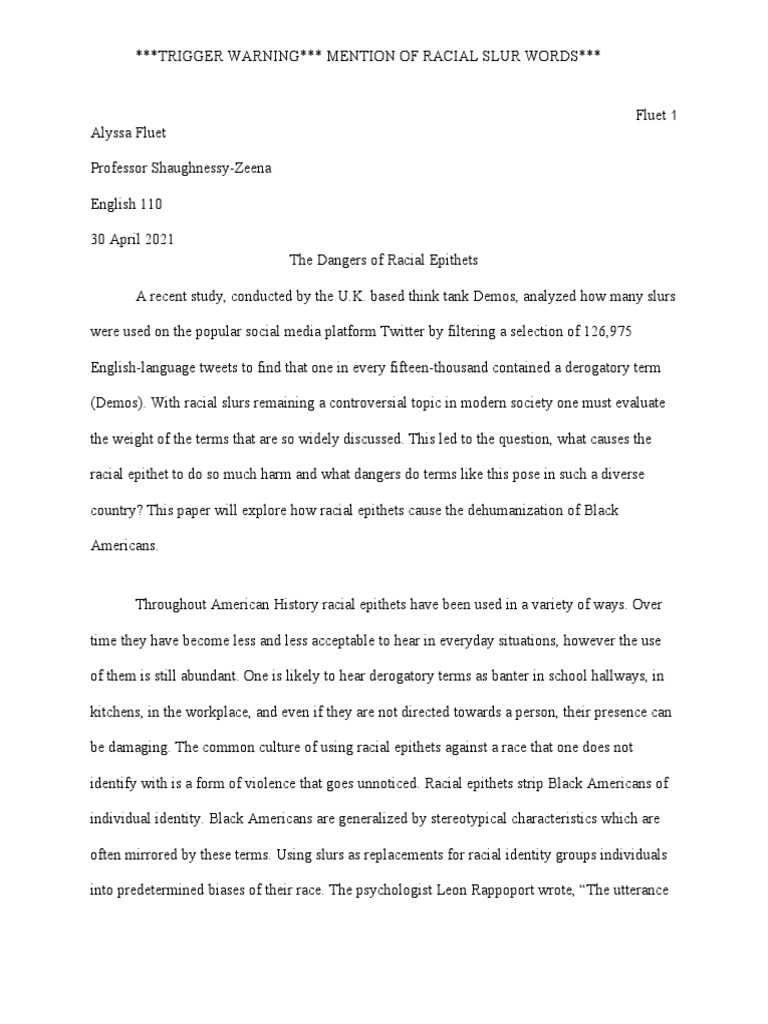 Research Paper Alyssa Fluet | PDF | Race (Human Categorization ...