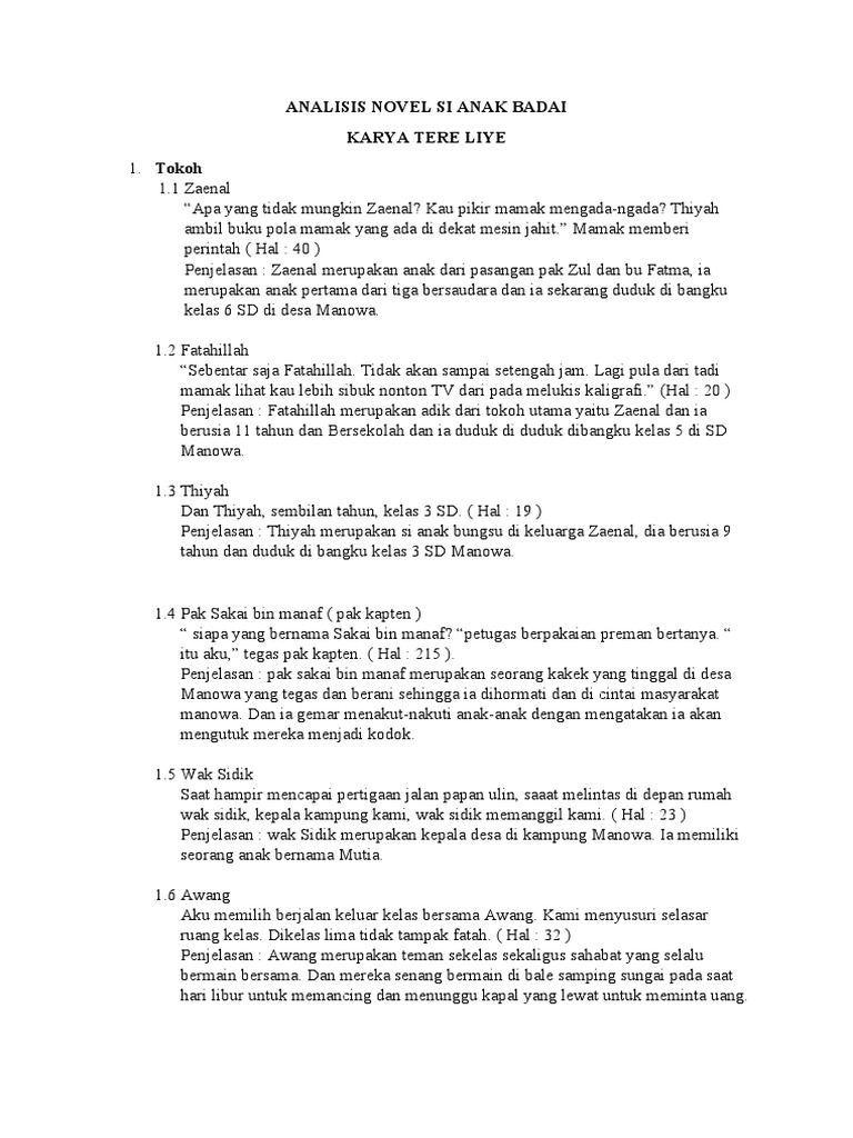 Analisis Novel Si Anak Badai | PDF