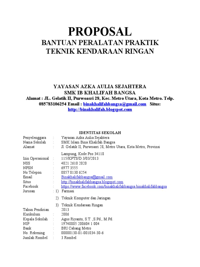 PROPOSAL Peralatan TKR | PDF