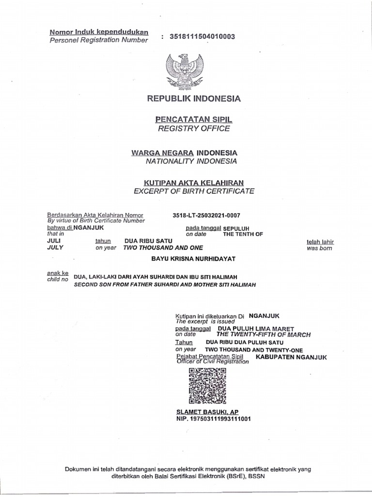 Akte Kelahiran | PDF