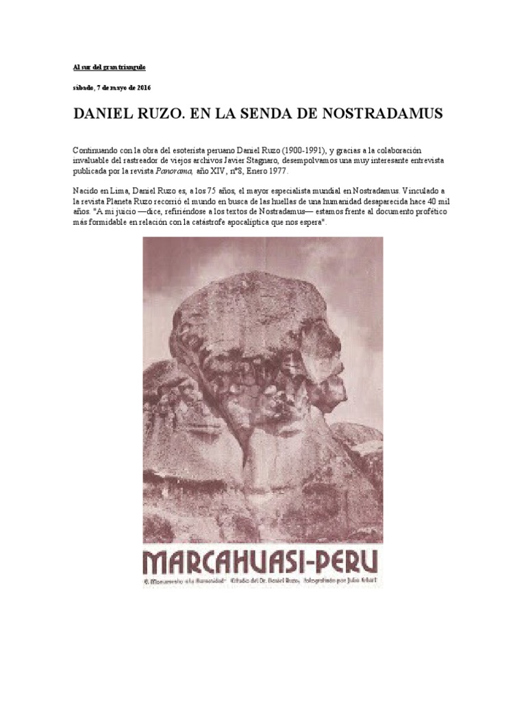 Daniel Ruzo. en La Senda de Nostradamus | PDF | Nostradamus | Profecía