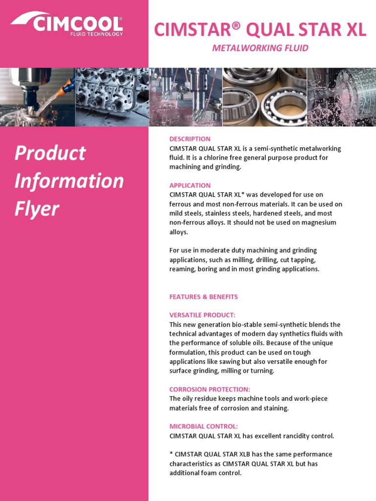Product Information Flyer: Cimstar® Qual Star XL | PDF | Grinding ...