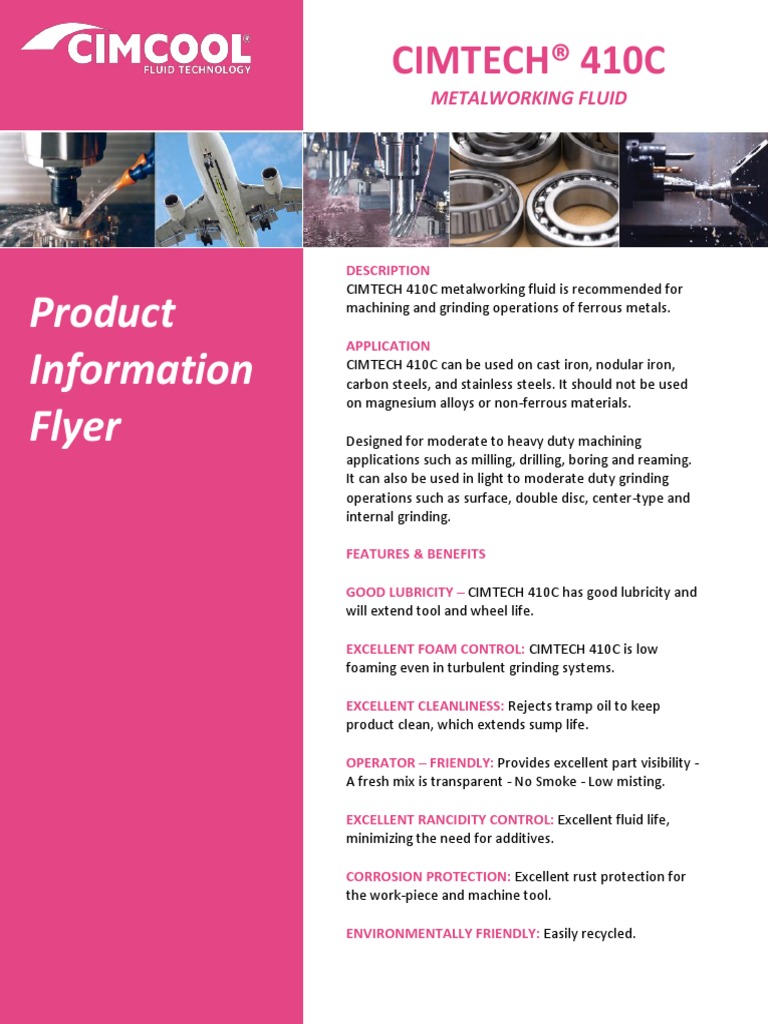 Product Information Flyer: Cimtech® 410C | PDF | Metalworking ...
