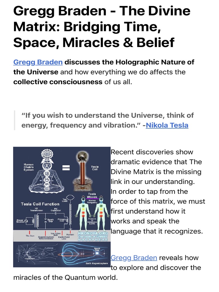 Gregg Braden - The Divine Matrix: Bridging Time, Space, Miracles ...