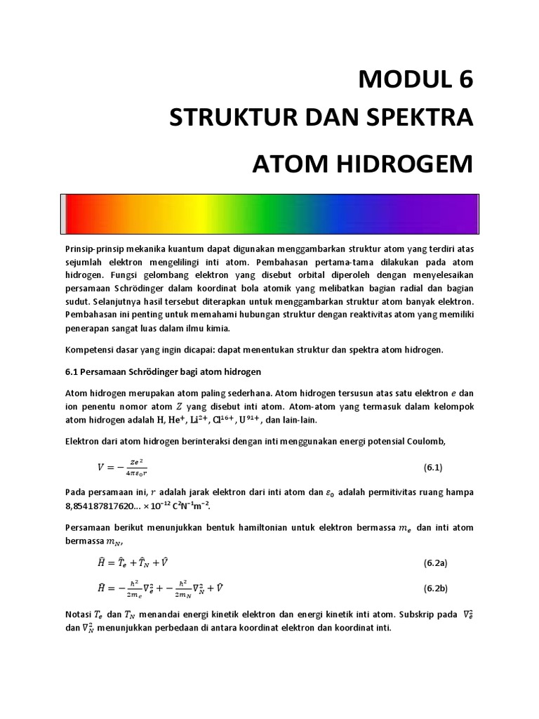 006 Struktur Atom Hidrogen Revisi 20082017 Revisi 1 | PDF