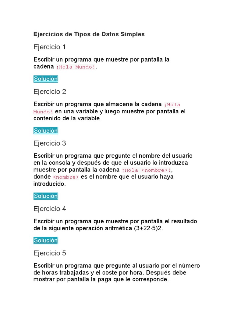 Ejercicios de Tipos de Datos Simples PYTHON | PDF | Tipo de datos | División (Matemáticas)