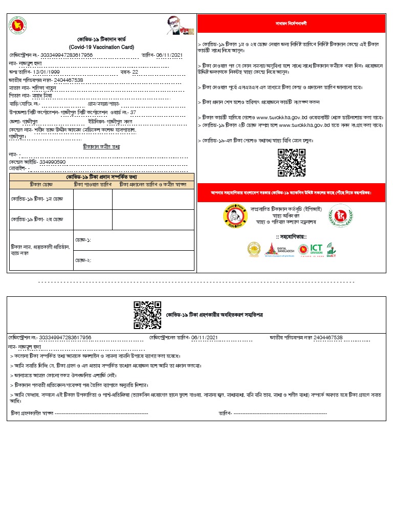 NAzmul Tika Card | PDF