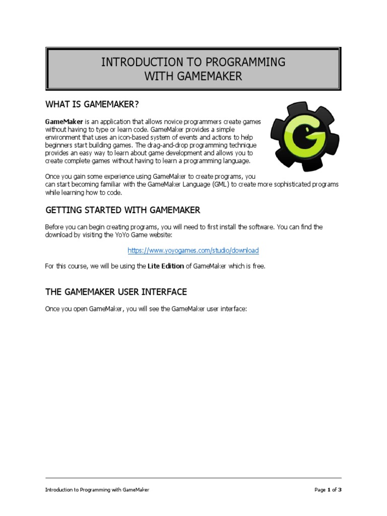 1 Introduction To GameMaker | PDF | Computer Programming | Software Development