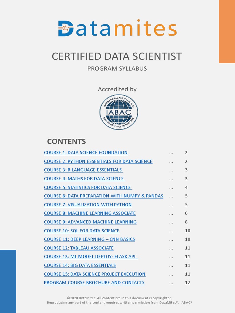 Datamites Certified Data Scientist Syllabus PDF | PDF | Regression ...
