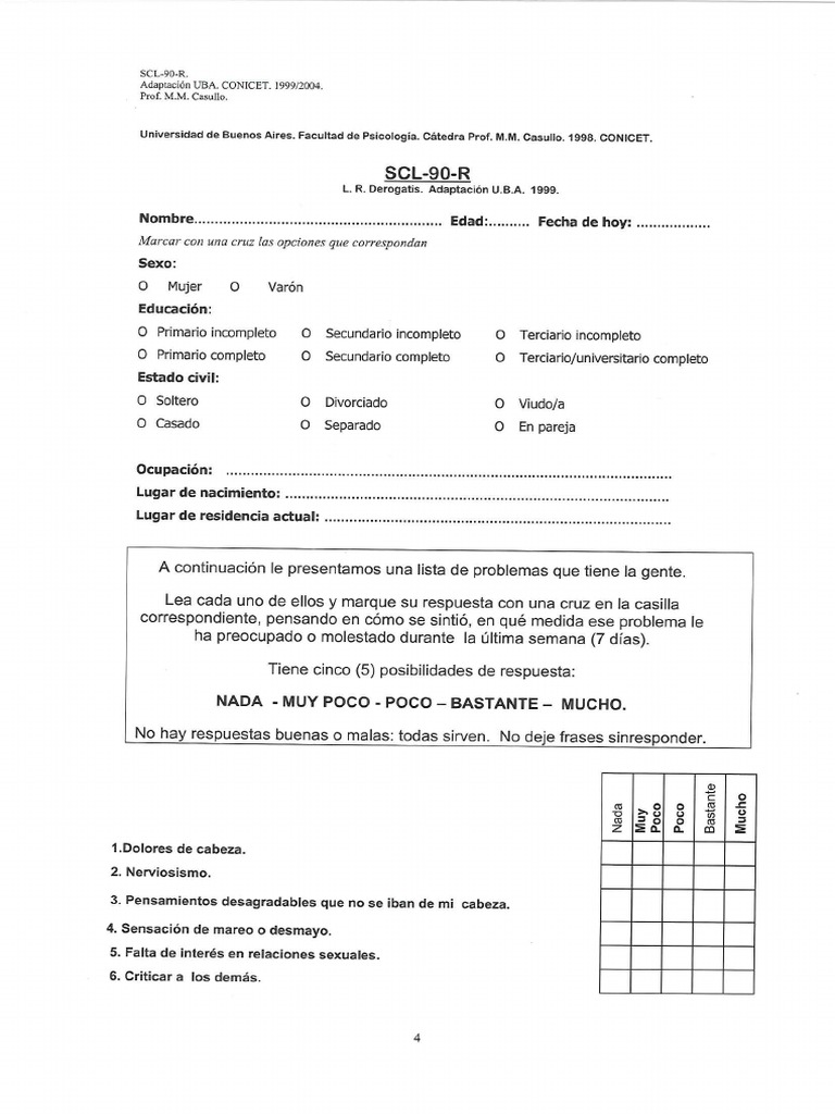 Test - SCL-90-R | PDF