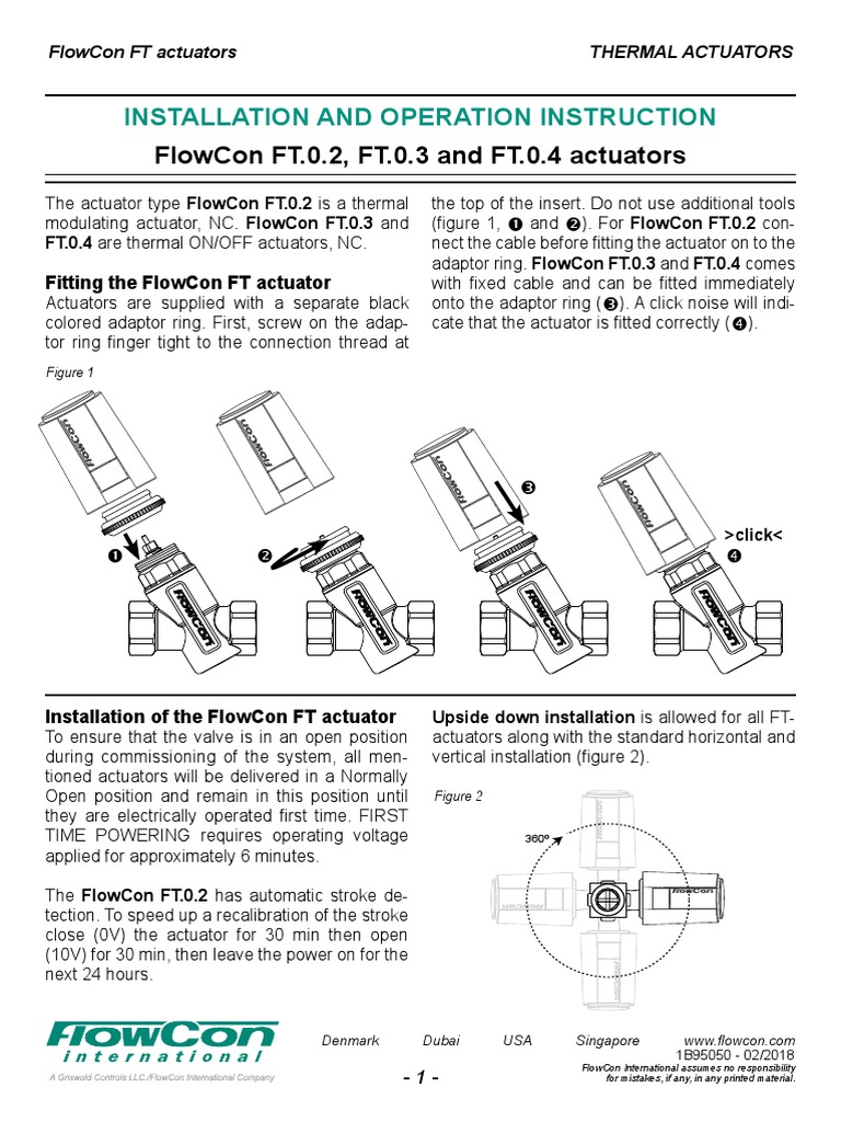 FlowCon FT Actuator Installation Guide | PDF | Alternating Current | Power Supply