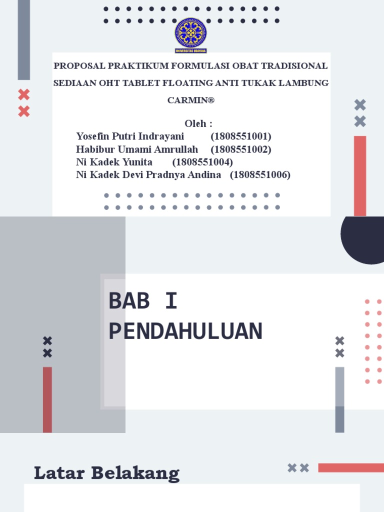 Proposal Praktikum Formulasi Obat Tradisional Sediaan Oht Tablet ...