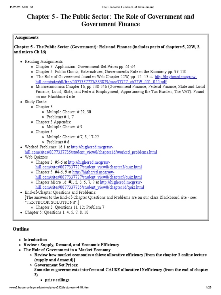 Chapter 5 - The Public Sector: The Role of Government and Government ...