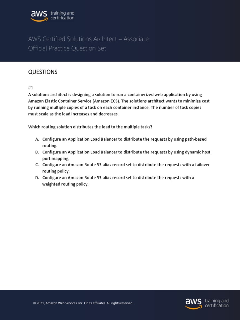 Official Practice Question Set | PDF | Amazon Web Services | Load Balancing (Computing)